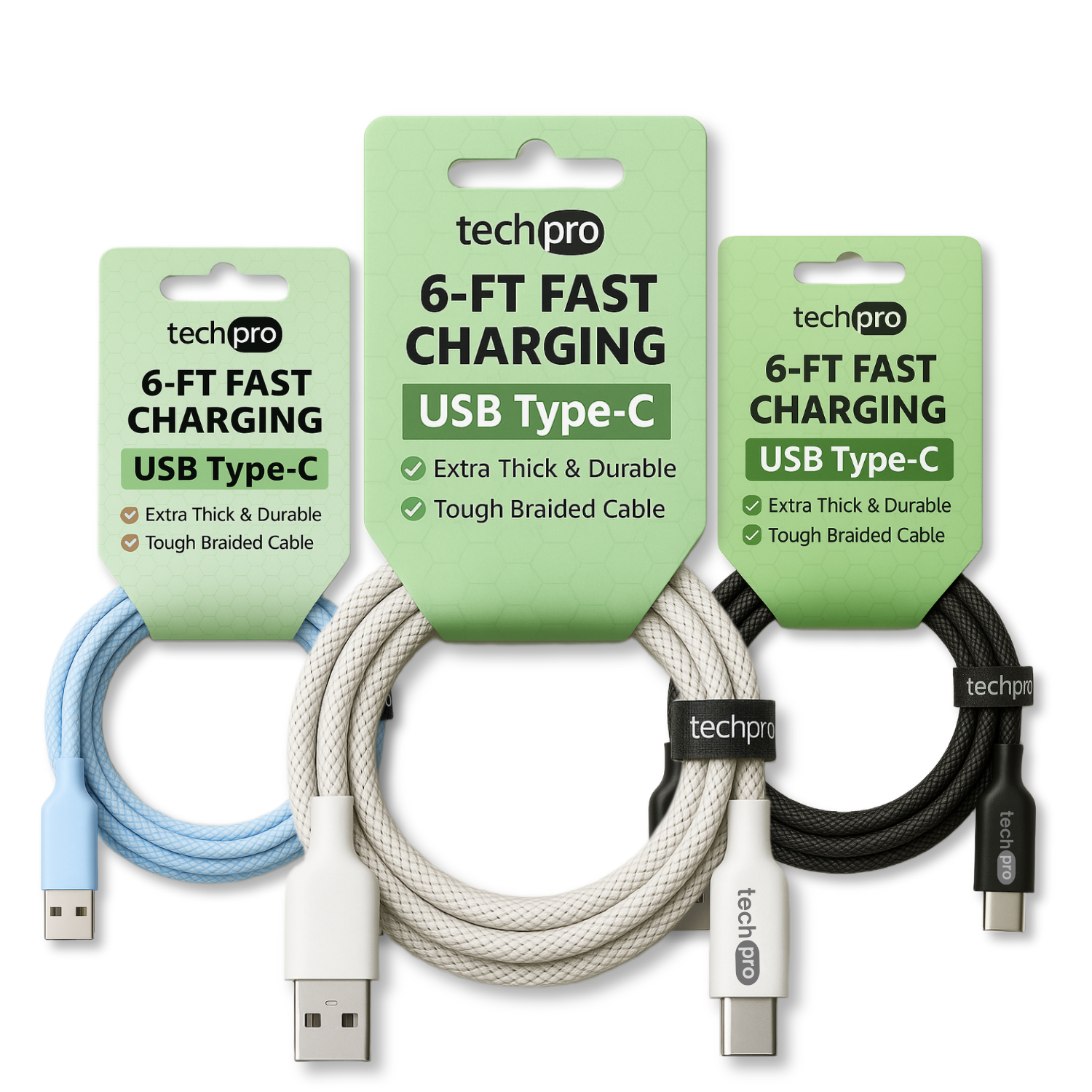 Wholesale 6ft USB Type-C Cable Braided in Hang Tags- Rite Distribution